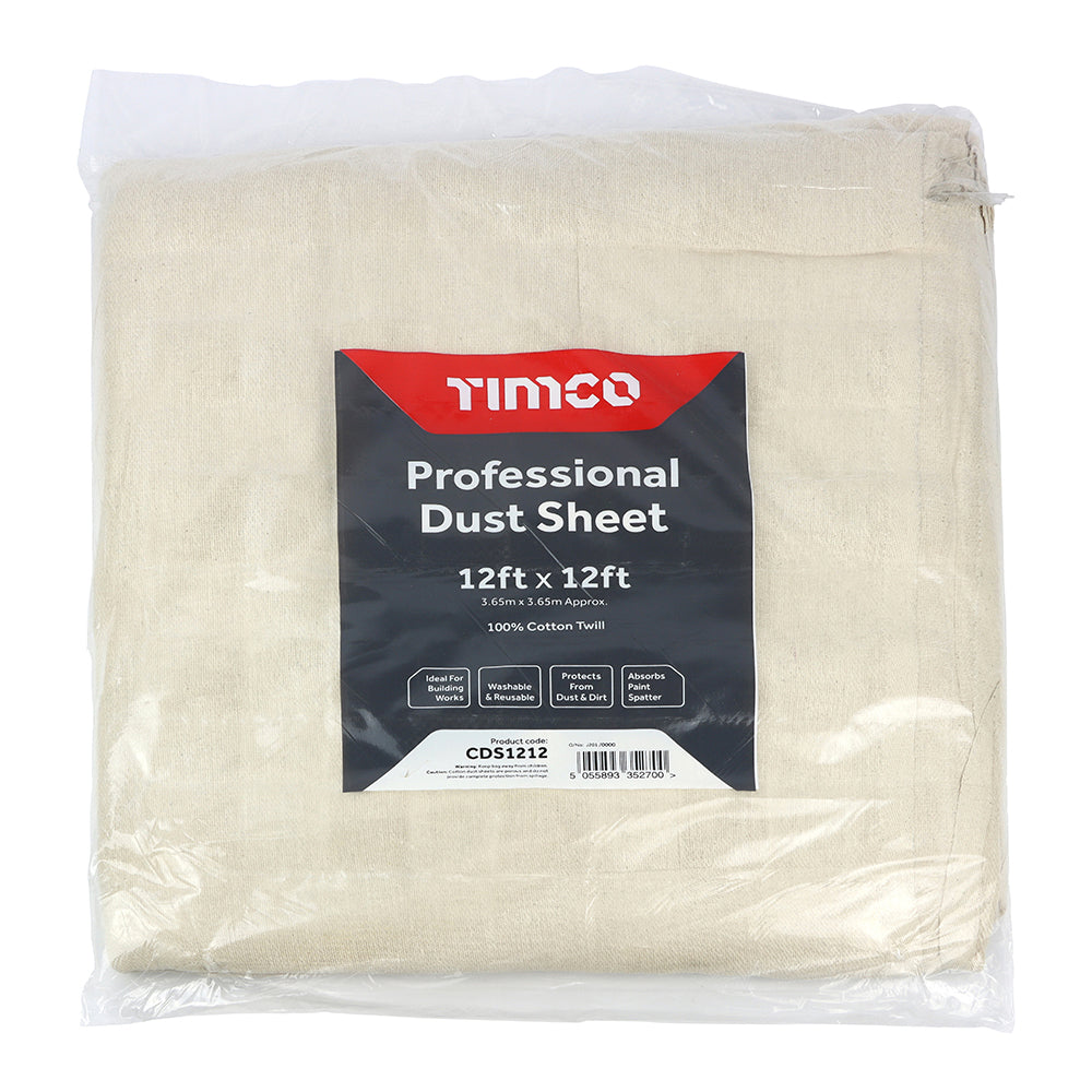 TIMCO Professional Dust Sheet - 12ft x 12ft - Bag of 1 – Builderstuff